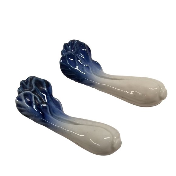 Unmarked | Dining | Vtg Knife Bone Rests Blue White Pottery Celery ...